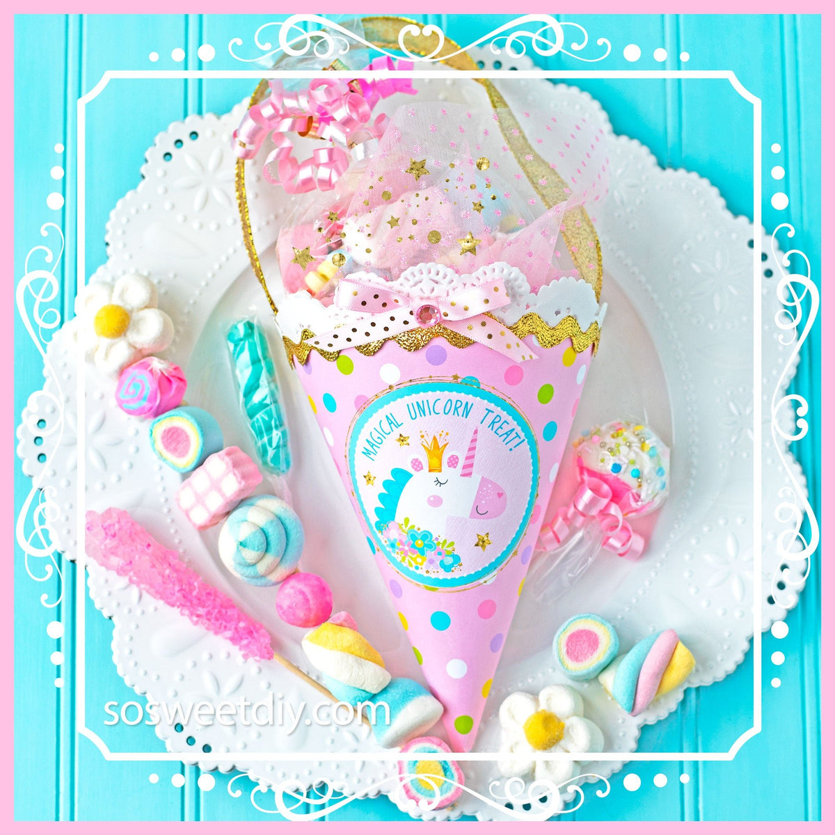 Make a Magical Unicorn Cone Party Favor! | So Sweet DIY